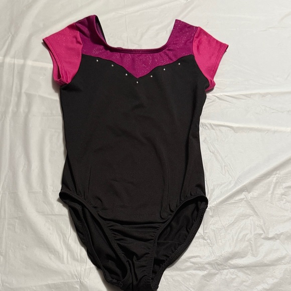 Danskin | Other | Danskin Pink And Black Kids Bodysuit Dance Gymnastics ...